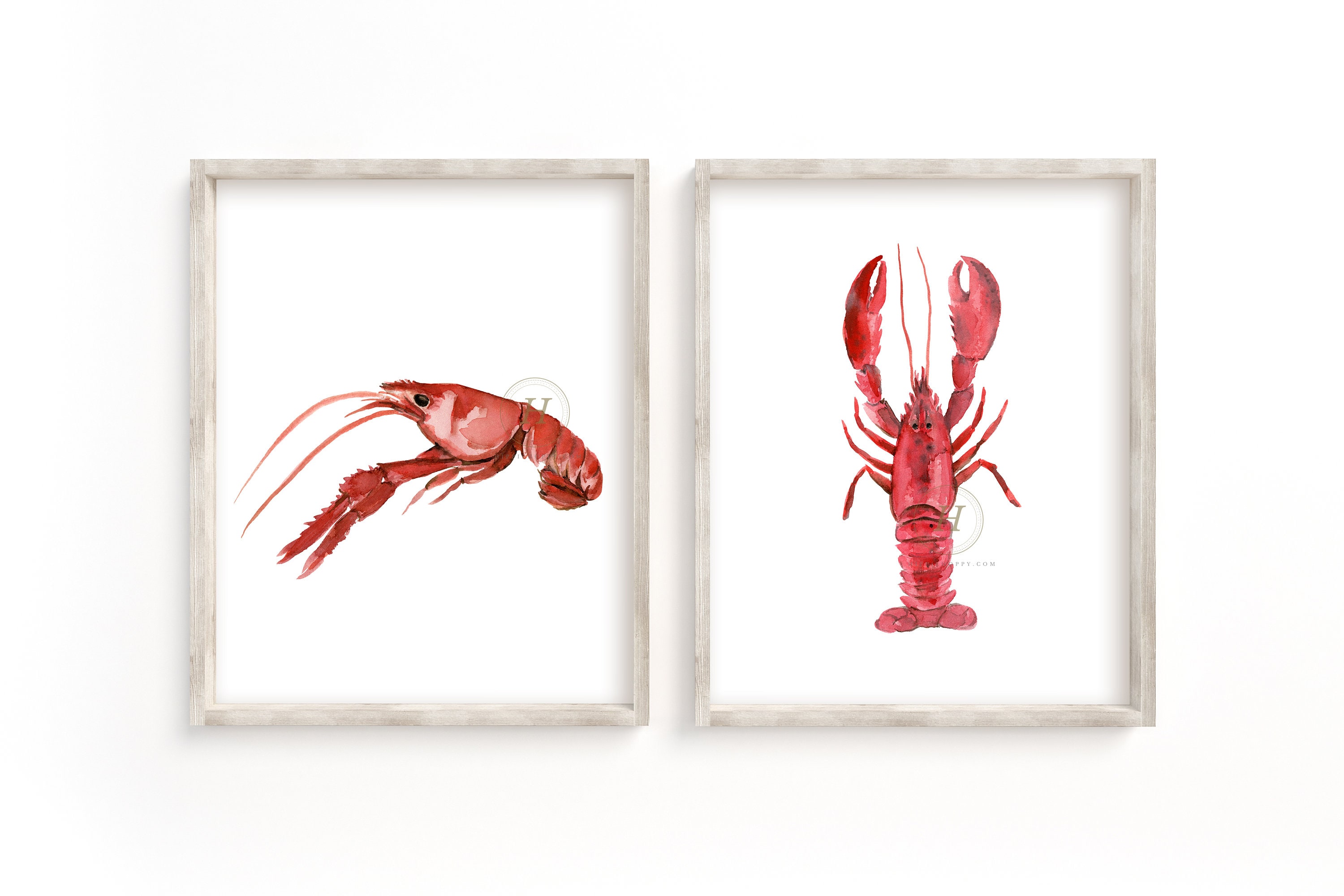 Crawfish Watercolor Prints Set of 2 | Etsy
