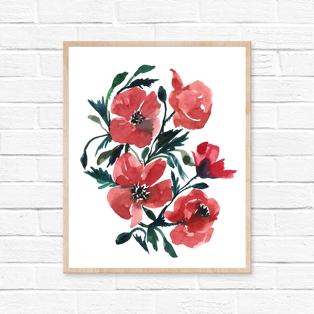 Poppy Watercolor Print - Etsy