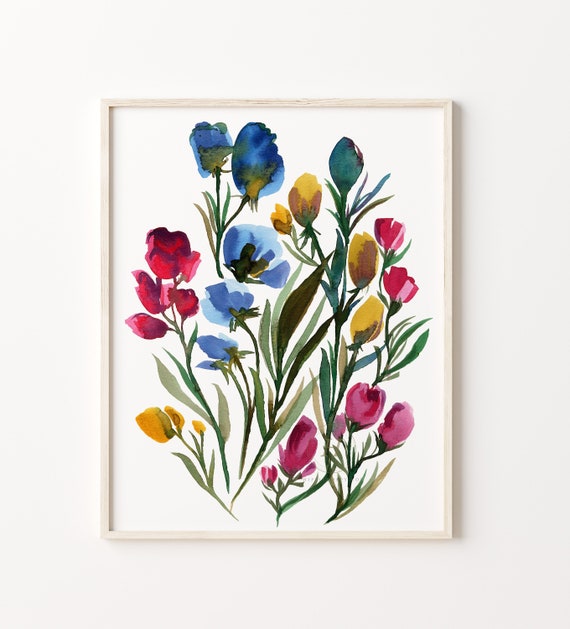 Spring Flowers Watercolor Print | Etsy