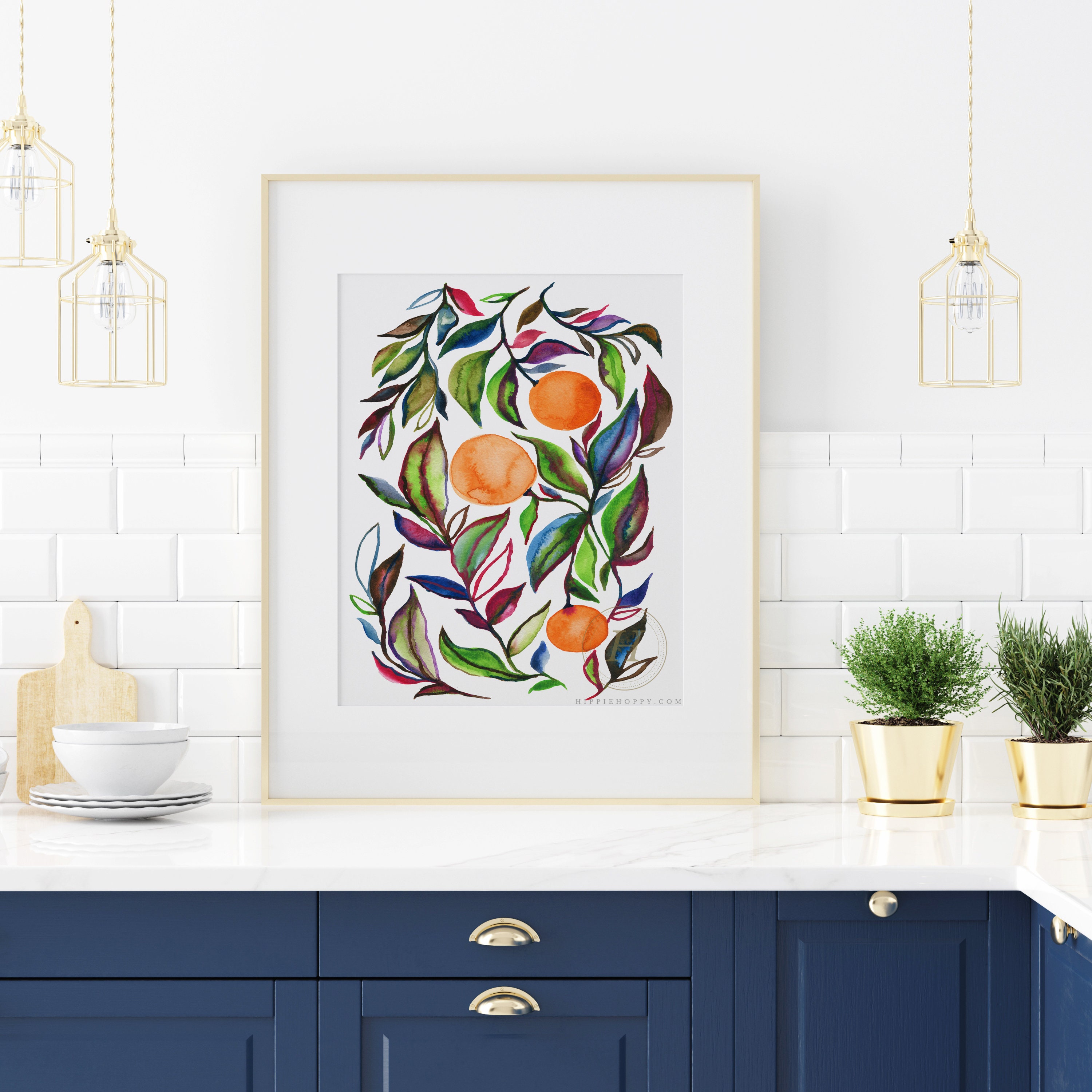 Oranges Colorful Watercolor Art Print by Hippiehoppy | Etsy