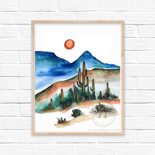 Desert Wall Art Watercolor Print - Etsy