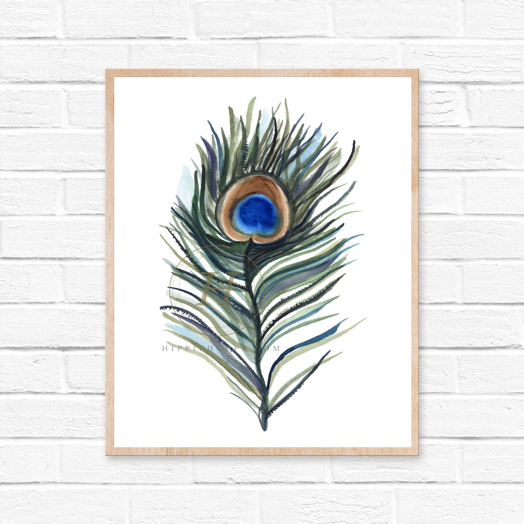 Peacock Feather Watercolor Print - Etsy