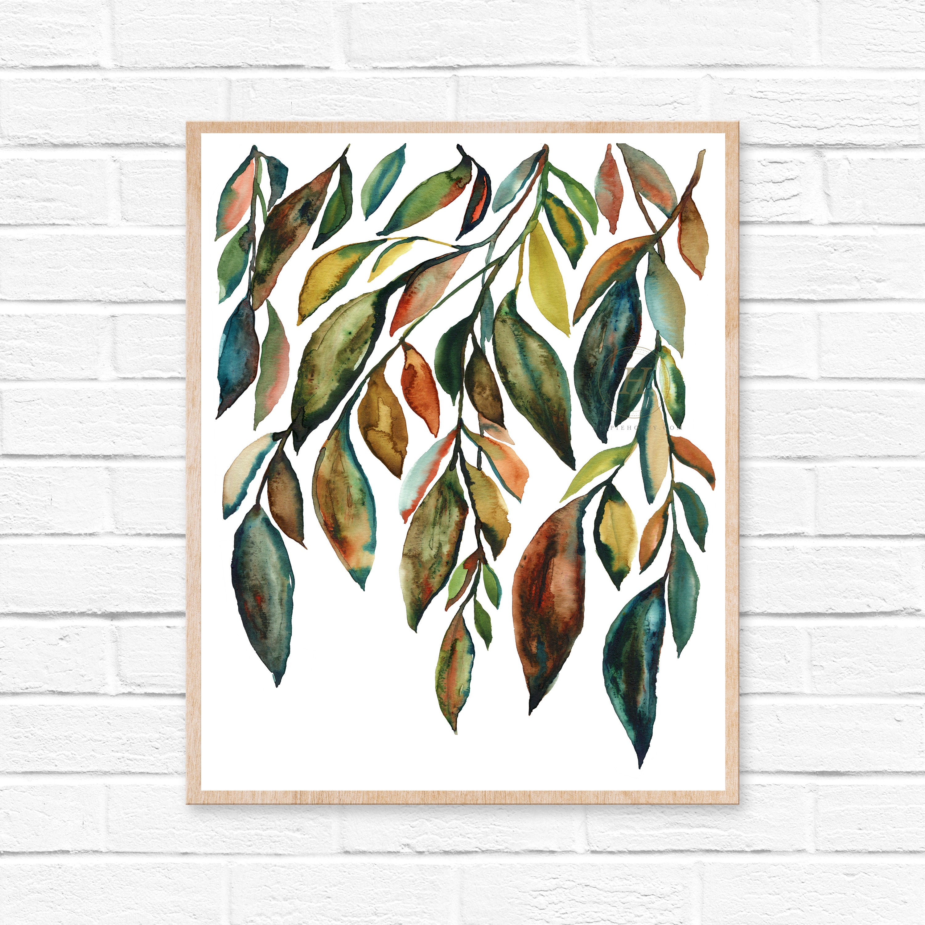 Leaves Print Watercolor Painting | Etsy