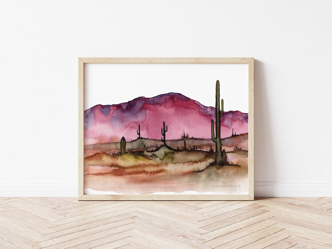 Arizona Desert Watercolor Print by Hippiehoppy - Etsy