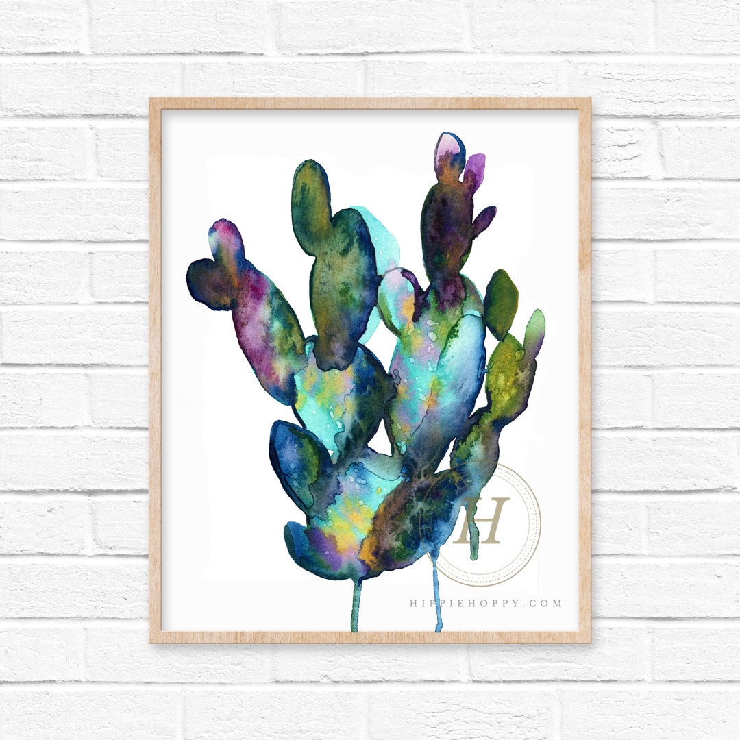 Cactus Watercolor Print Cacti Decor - Etsy