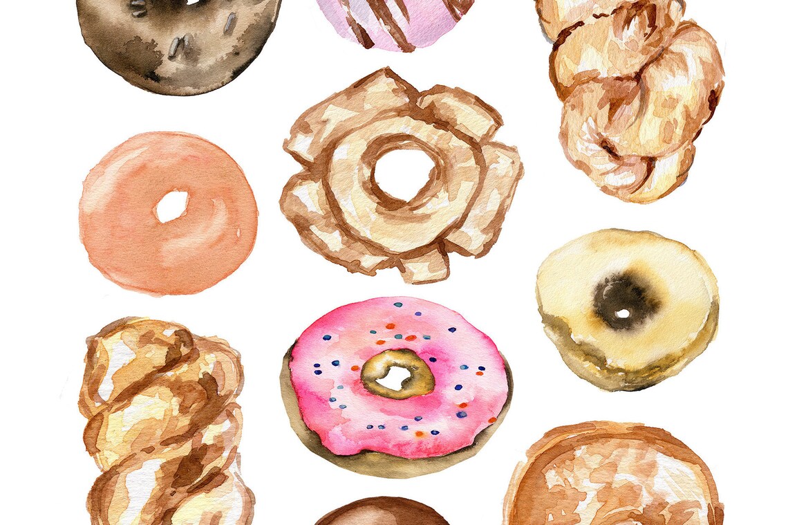 Donut Watercolor Print | Etsy