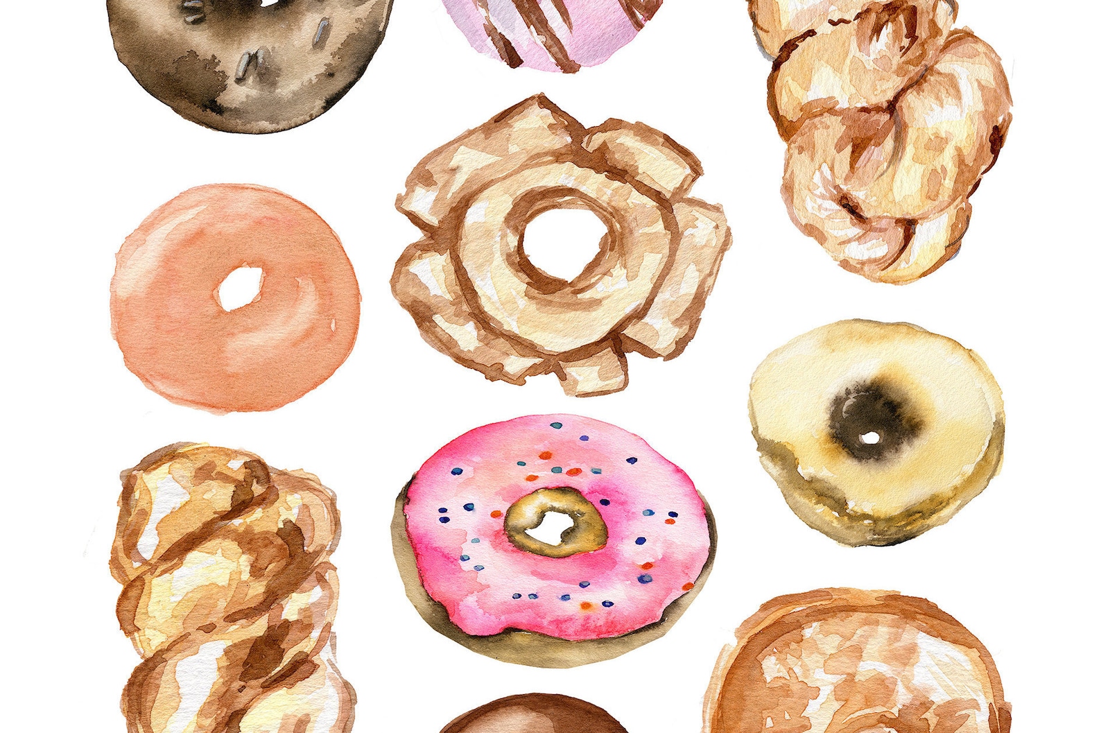 Donut Watercolor Print | Etsy