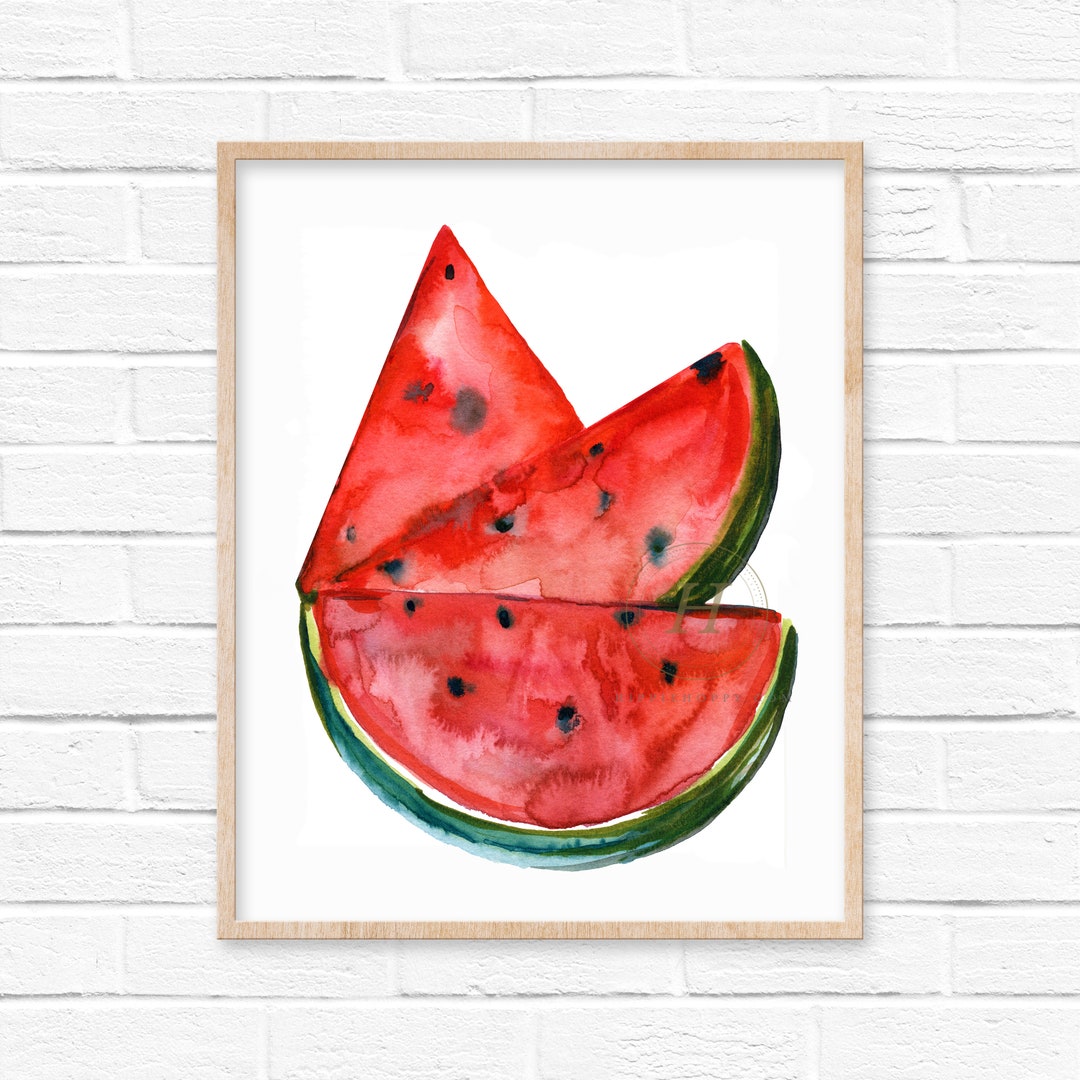 WATERMELON FRUIT Watercolor Painting by Crystal Cortez - Etsy