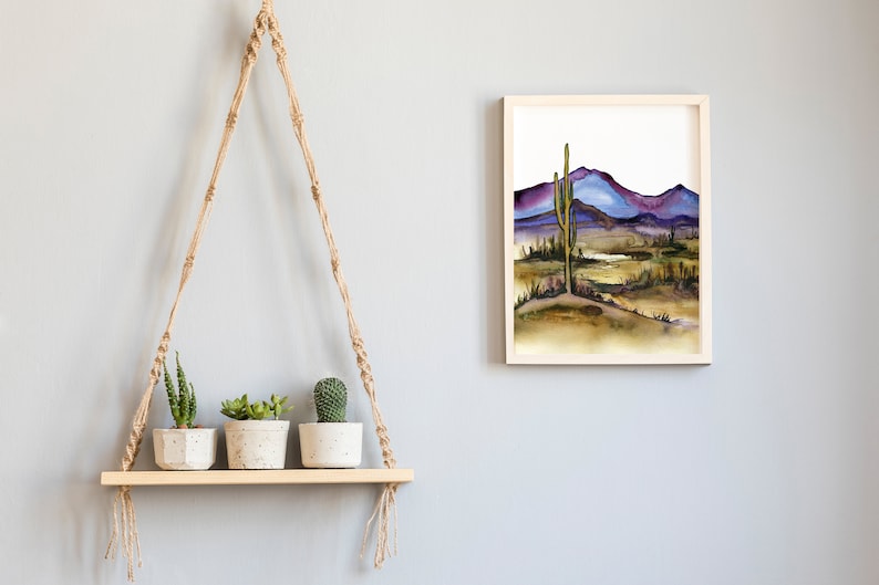 Desert Watercolor Print Wall Decor by Hippiehoppy - Etsy