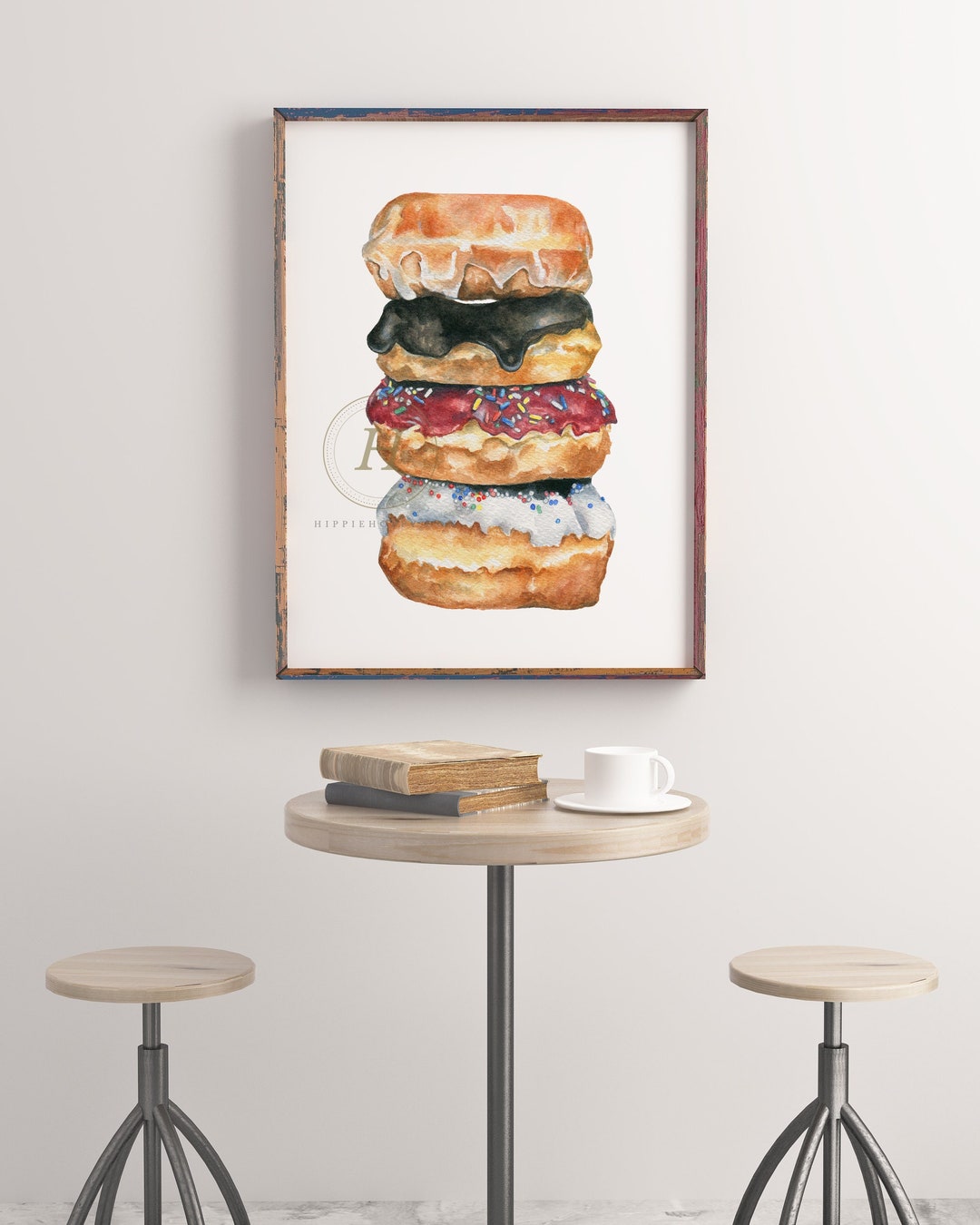 Donut Watercolor Painting, Kitchen Wall Art - Etsy