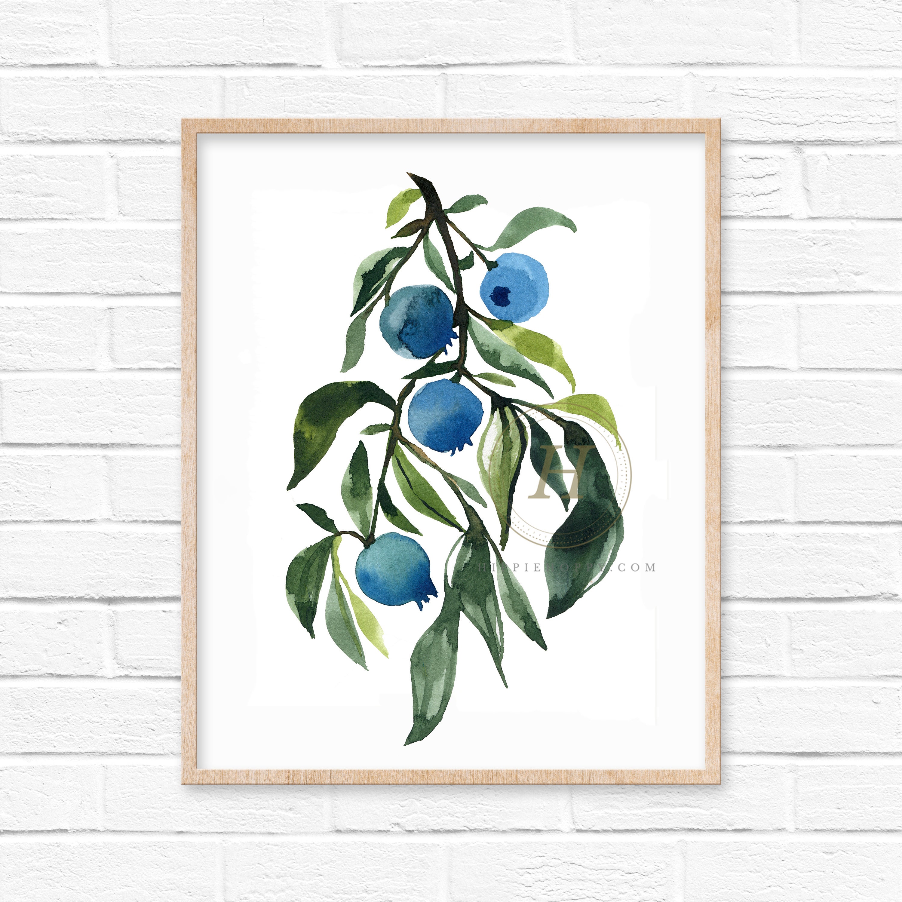 Blueberry Watercolor Print - Etsy