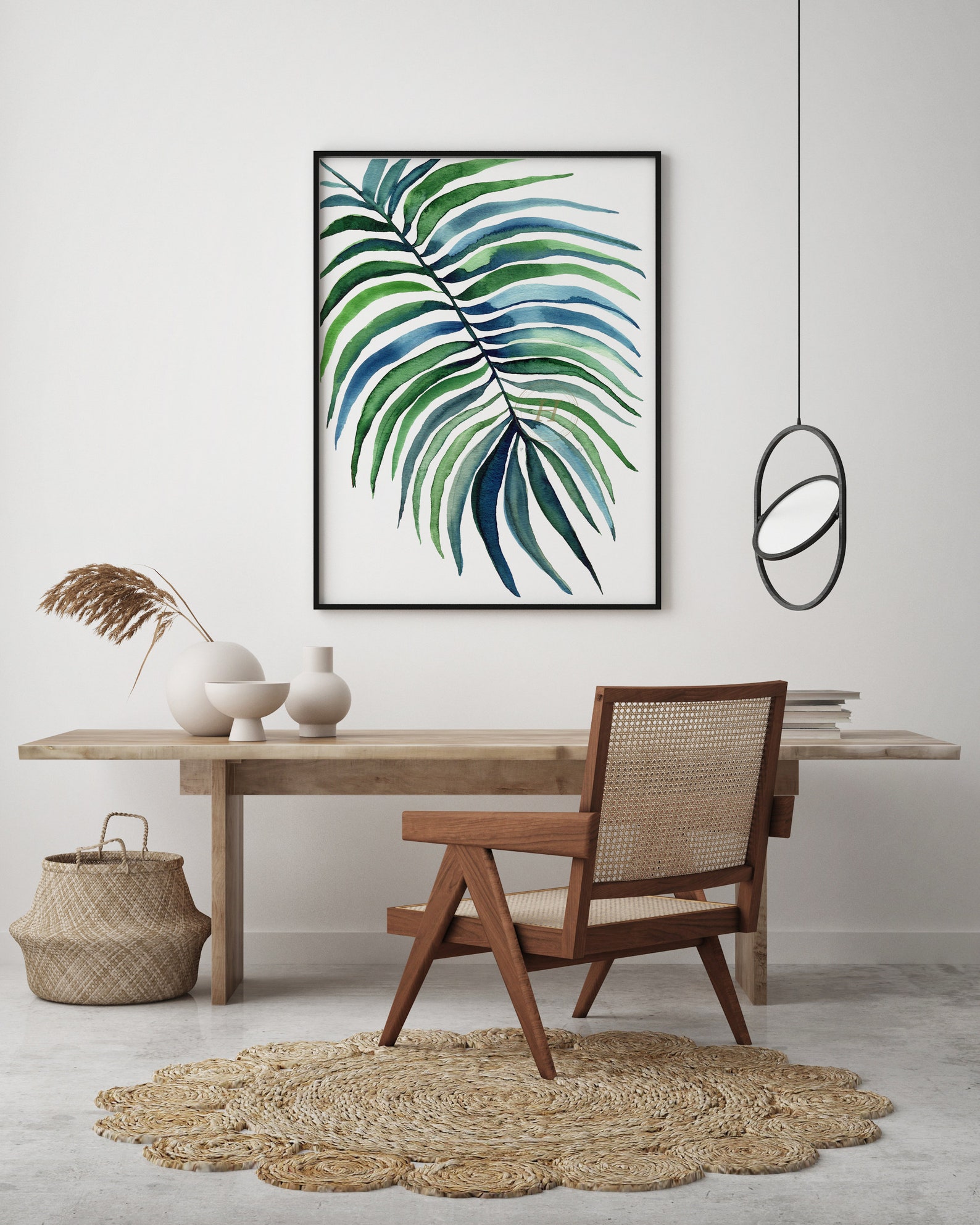 Palm Leaf Watercolor Print Wall Art | Etsy