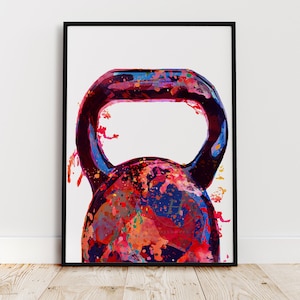 Kettlebell Fitness Art Print, Painted by Hippiehoppy - Etsy