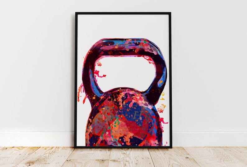 Kettlebell Fitness Art Print Painted by Hippiehoppy - Etsy