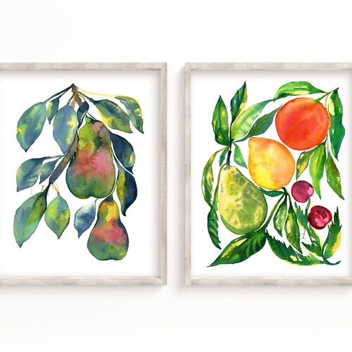 Fruit Watercolor Prints Set - Etsy