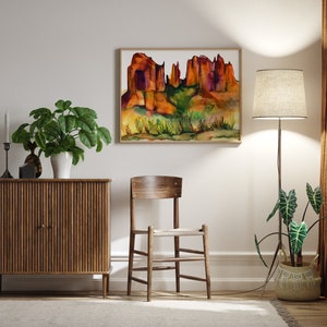 Desert Wall Art Landscape Painting Modern Arizona Decor Southwestern ...