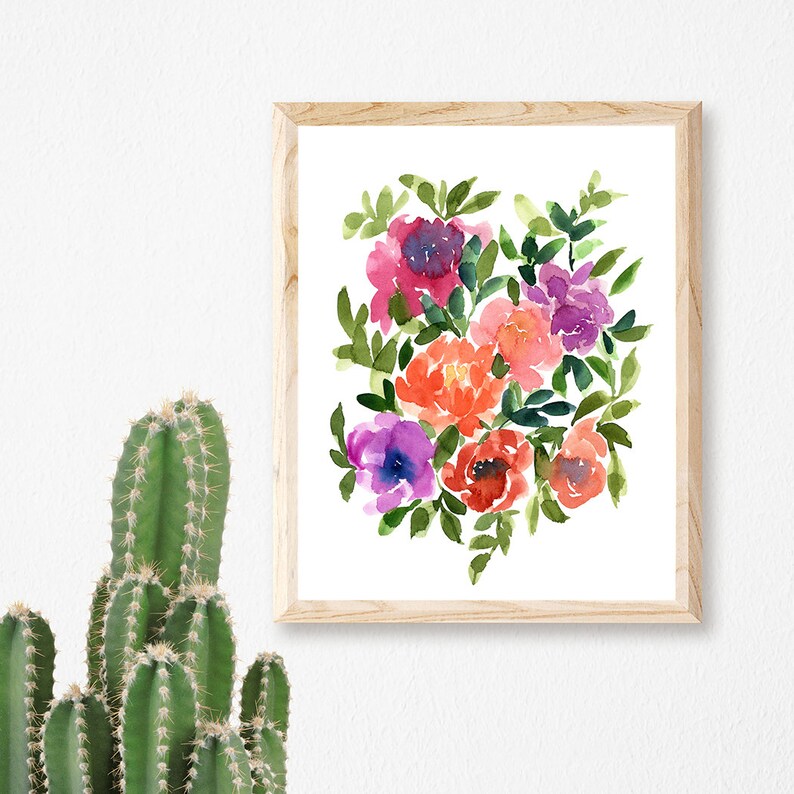 Flower Watercolor Print Floral Wall Art - Etsy