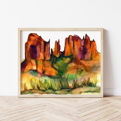 Arizona Desert Watercolor Art Print - Etsy