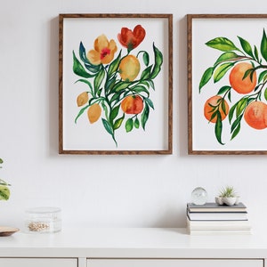 Orange Fruit Watercolor Prints Set of 2 by Hippiehoppy - Etsy