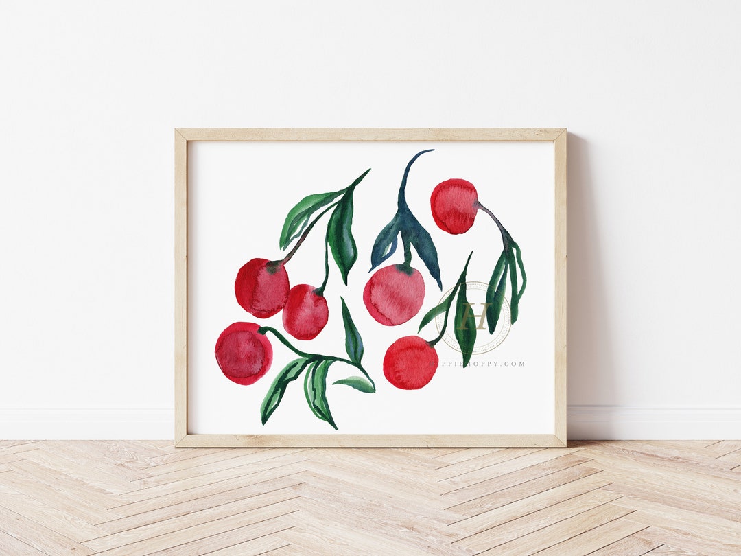 Cherry, Watercolor Print, Modern Art by Hippiehoppy - Etsy