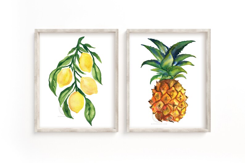 Fruit Watercolor Prints Set - Etsy