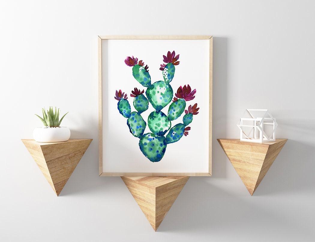 Cactus watercolor print | Etsy