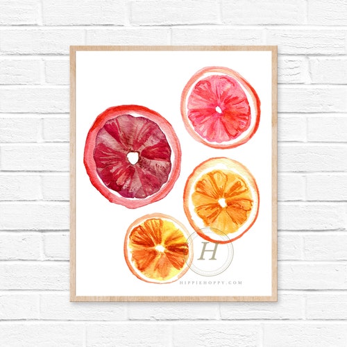 Citrus Trendy ART PRINT Watercolor Artwork Orange - Etsy
