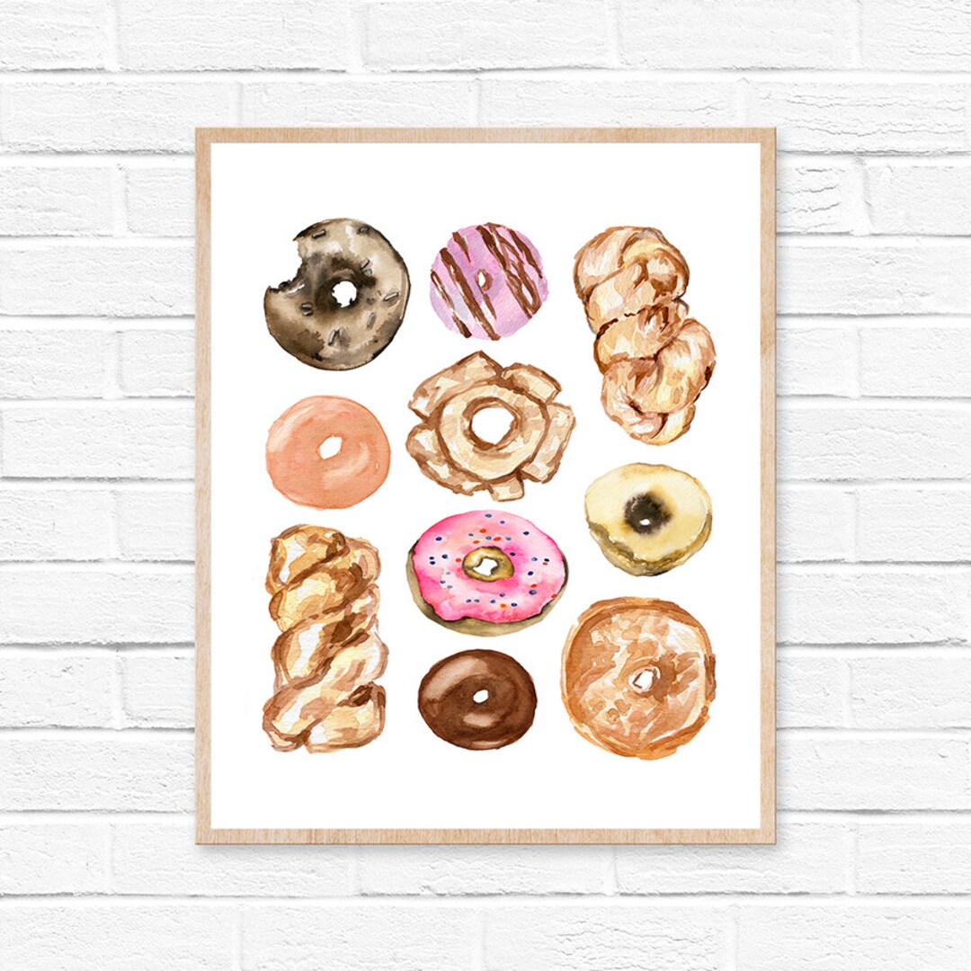 Donut Watercolor Print - Etsy
