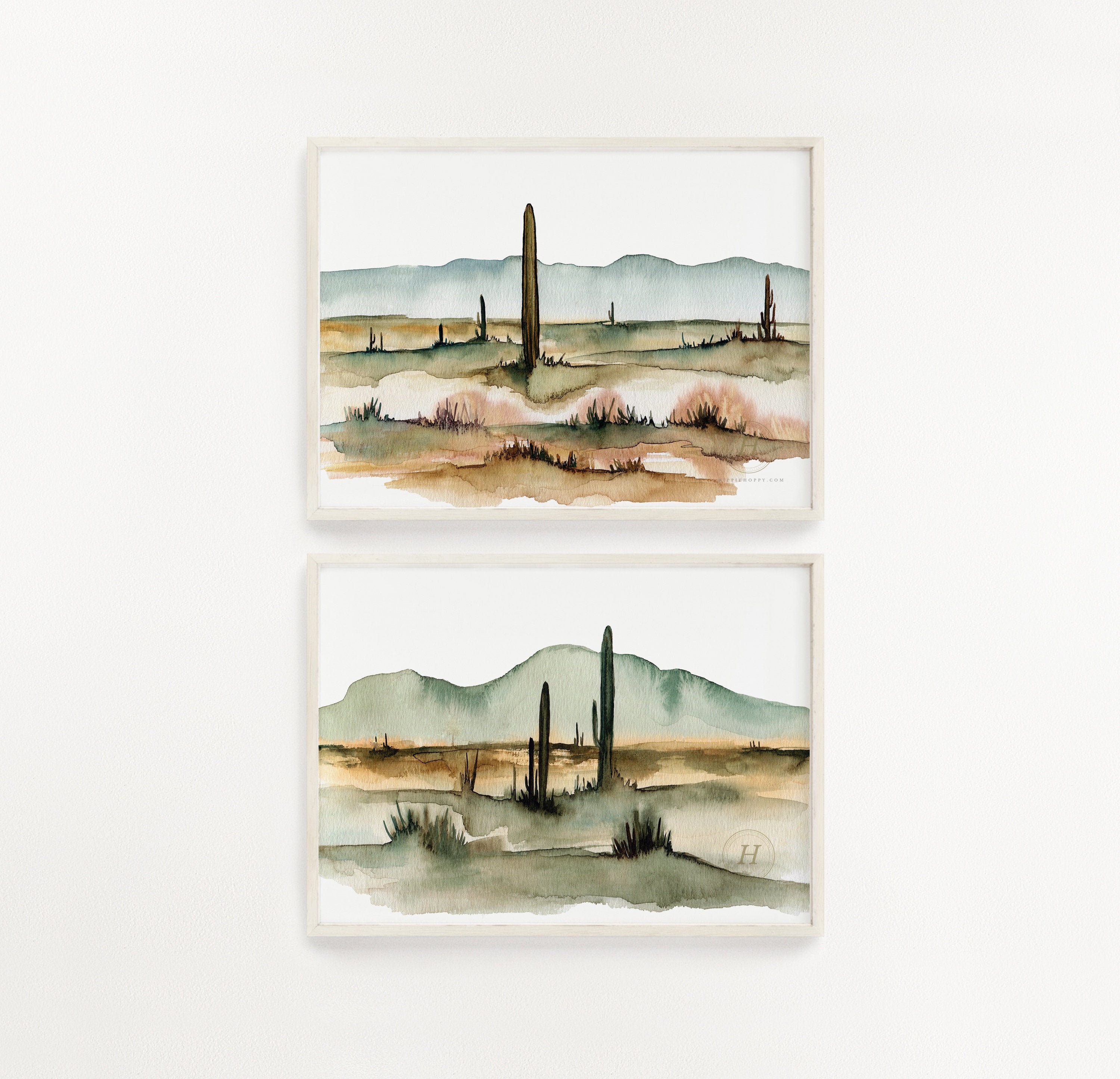 Desert Watercolor Art Prints Set of 2 by Hippiehoppy - Etsy