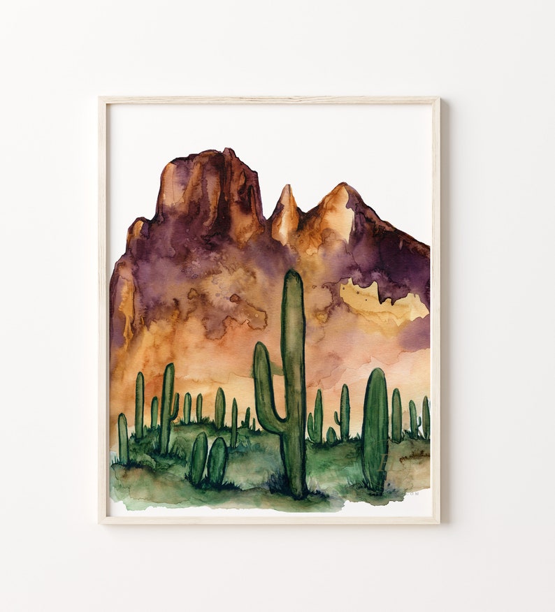 Arizona Desert Watercolor Print by Hippiehoppy - Etsy