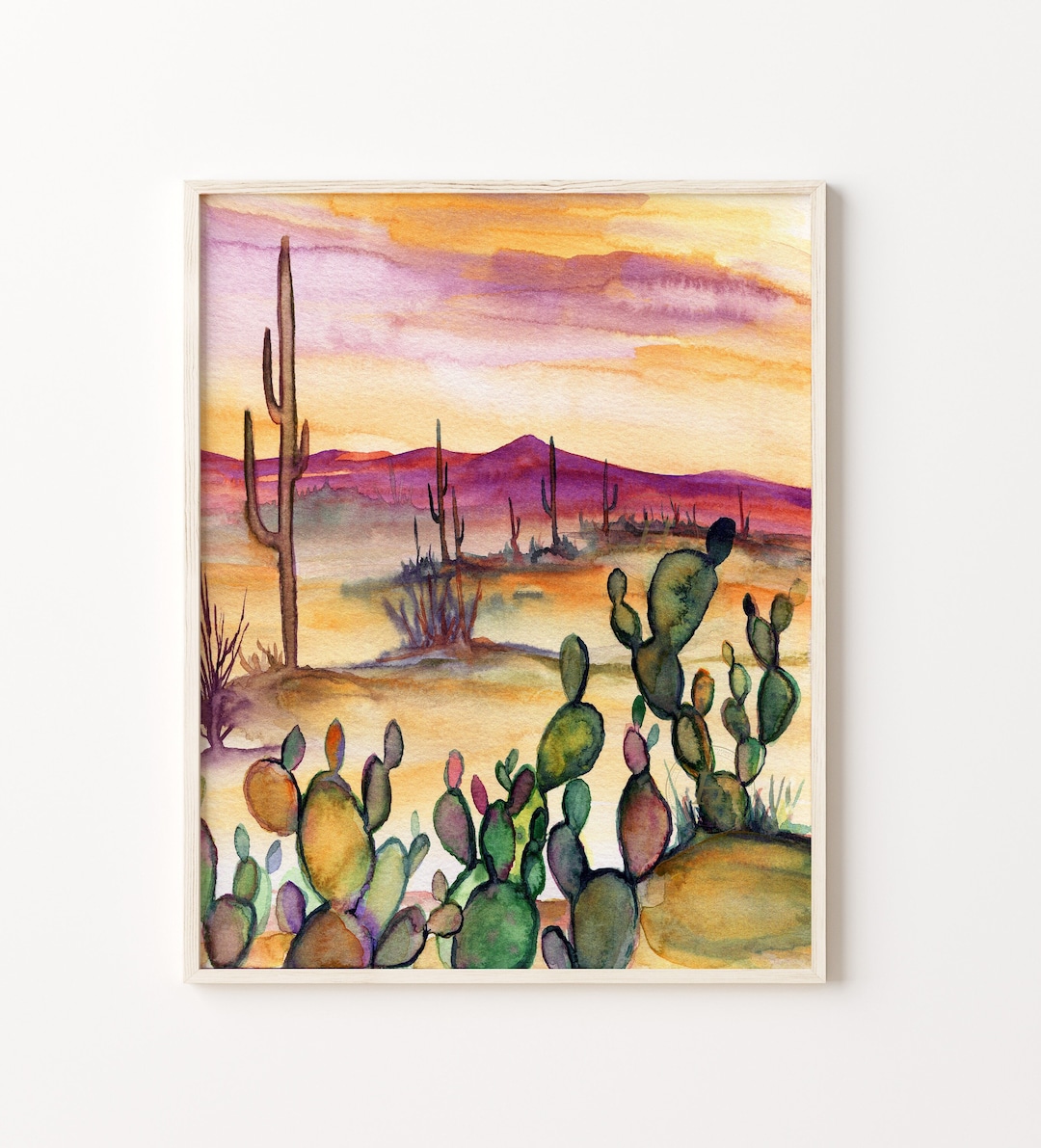 DESERT LANDSCAPE Watercolor Print by Crystal Cortez - Etsy