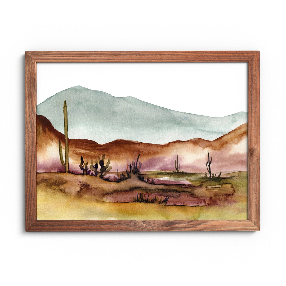 Desert Watercolor Print by Hippiehoppy - Etsy