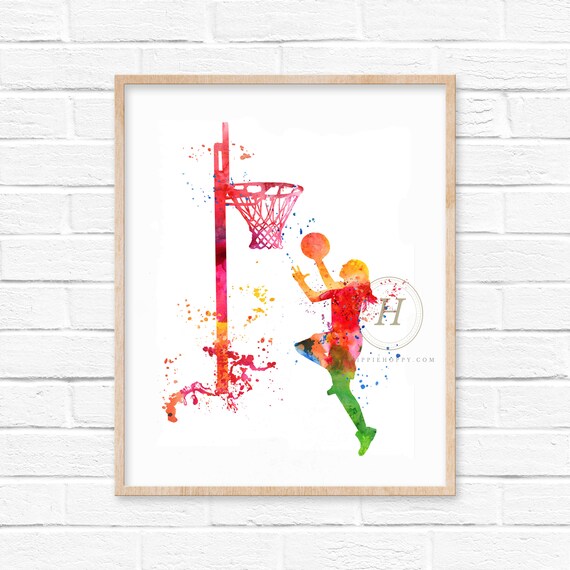 Girl Basketball Watercolor Print - Etsy