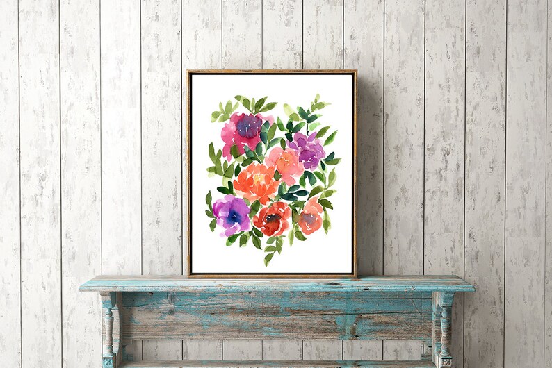 Flower Watercolor Print Floral Wall Art | Etsy