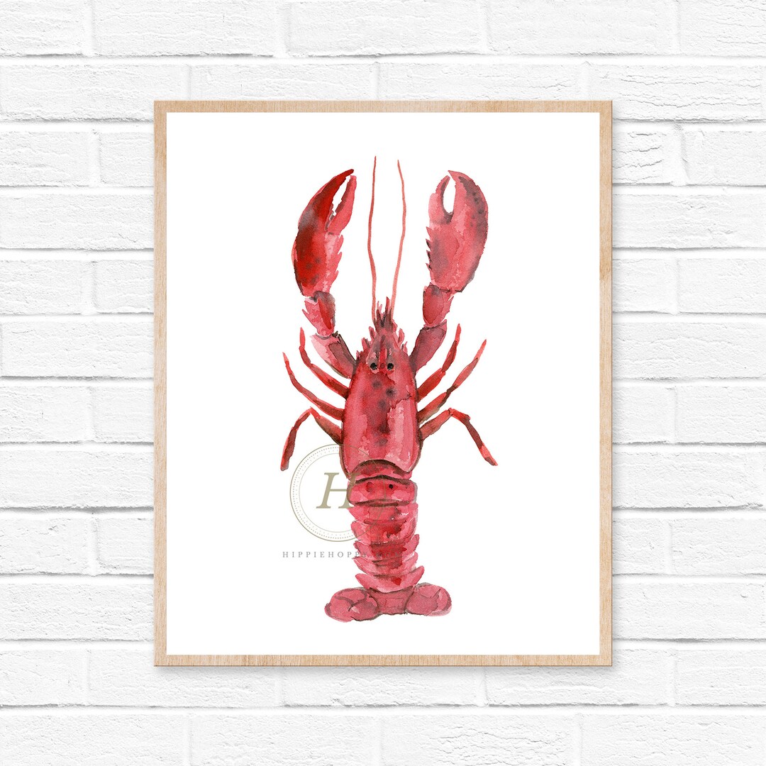 Watercolor Crawfish Lobster Print - Etsy
