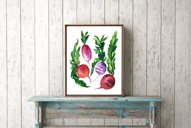 Radish Vegetable Art Watercolor Print - Etsy