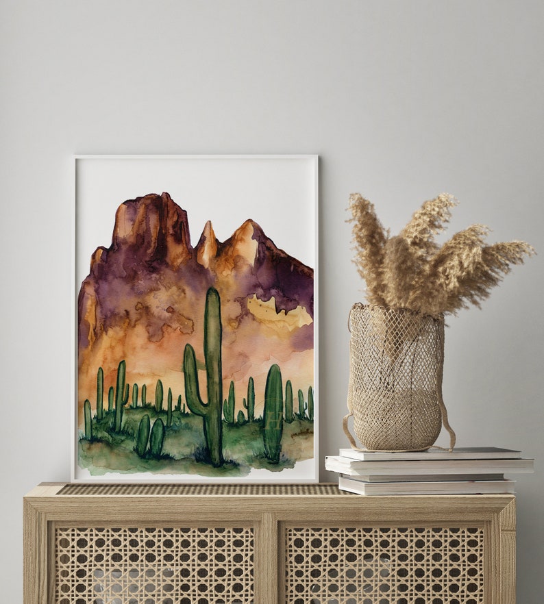 Arizona Desert Watercolor Print by Hippiehoppy - Etsy