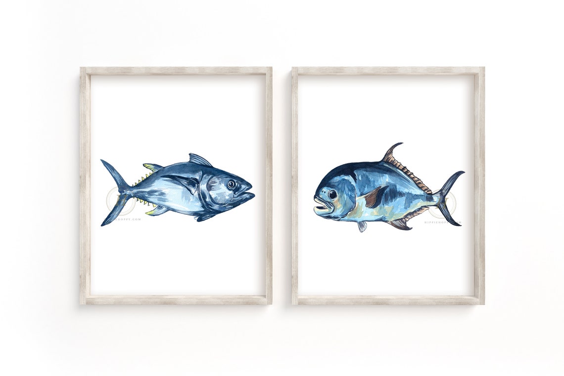 Permit and Tuna Fish Watercolor Prints Set of 2 - Etsy