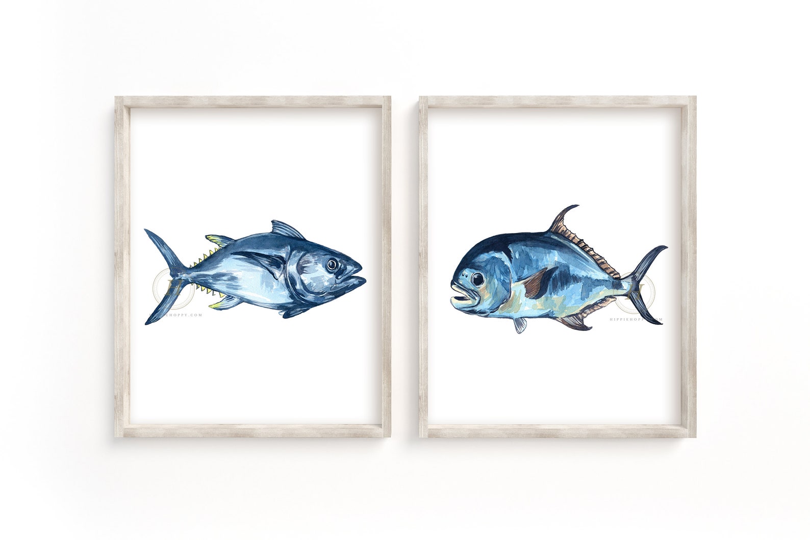 Permit and Tuna Fish Watercolor Prints Set of 2 | Etsy