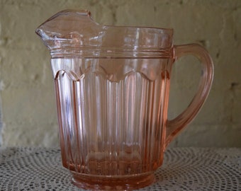 Pink Glass Pitcher - Etsy