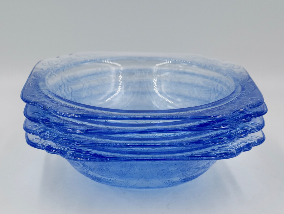 Blue Federal Glass Madrid Pattern Soup or Salad Bowl Circa 30s ...