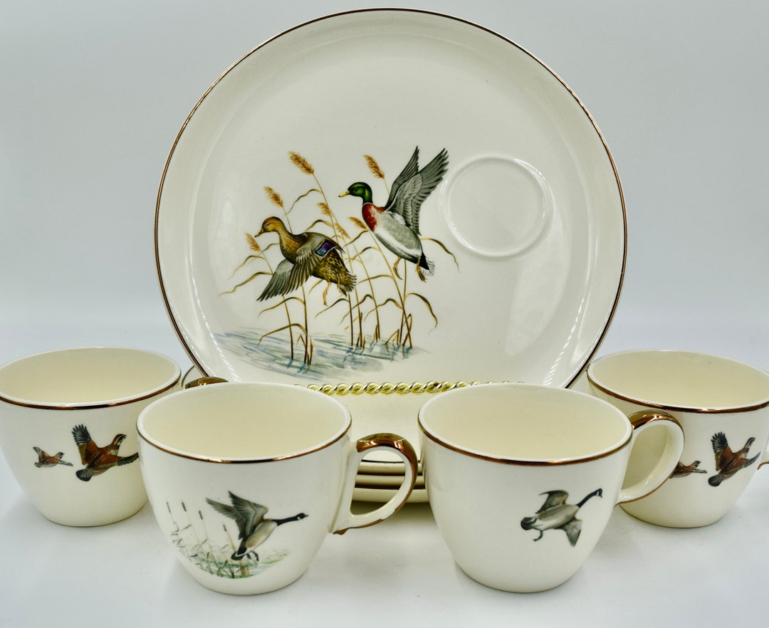 Vintage Salem China Duck Snack Set: Bird Dishes, 4 Plates & Cups - Etsy