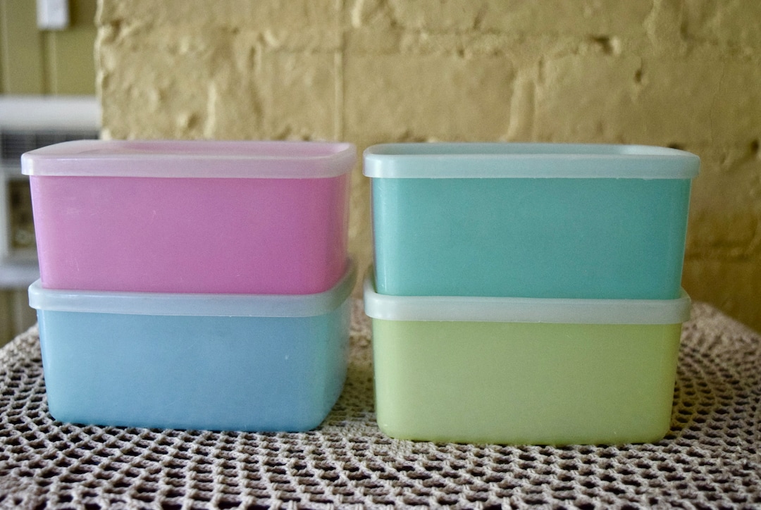 Tupperware Pastel Square Storage Containers Blue Tupperware Green ...