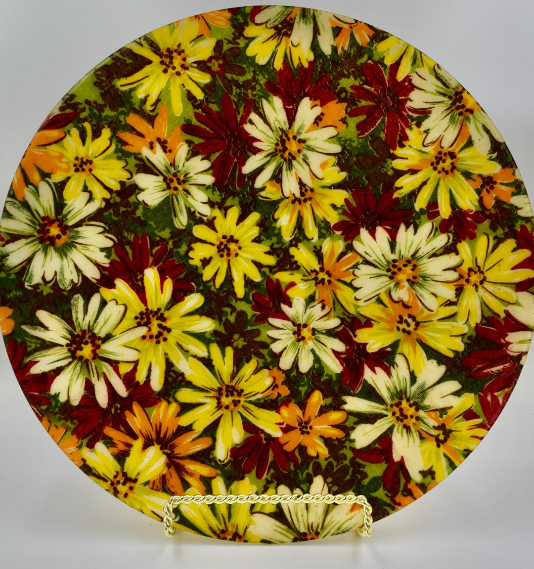 Vintage Fiberglass Flowered Floral Plate 1960s Mod Groovy Dishes ...