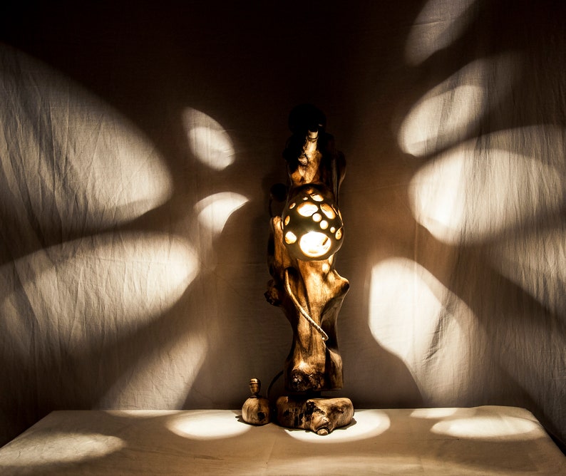 THE LOG: Sculpture Lamp of Organic Shape. Unique Reading Light / Rustic ...