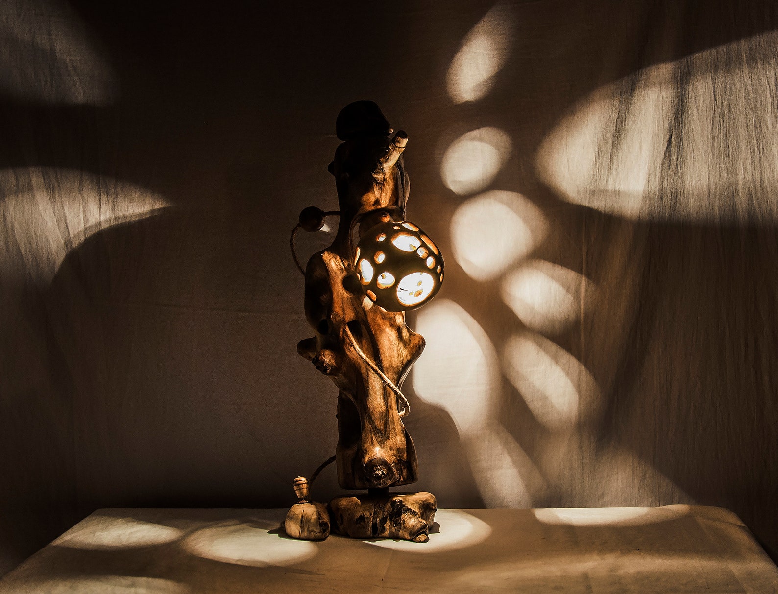 THE LOG: Sculpture Lamp of Organic Shape. Unique Reading Light / Rustic ...