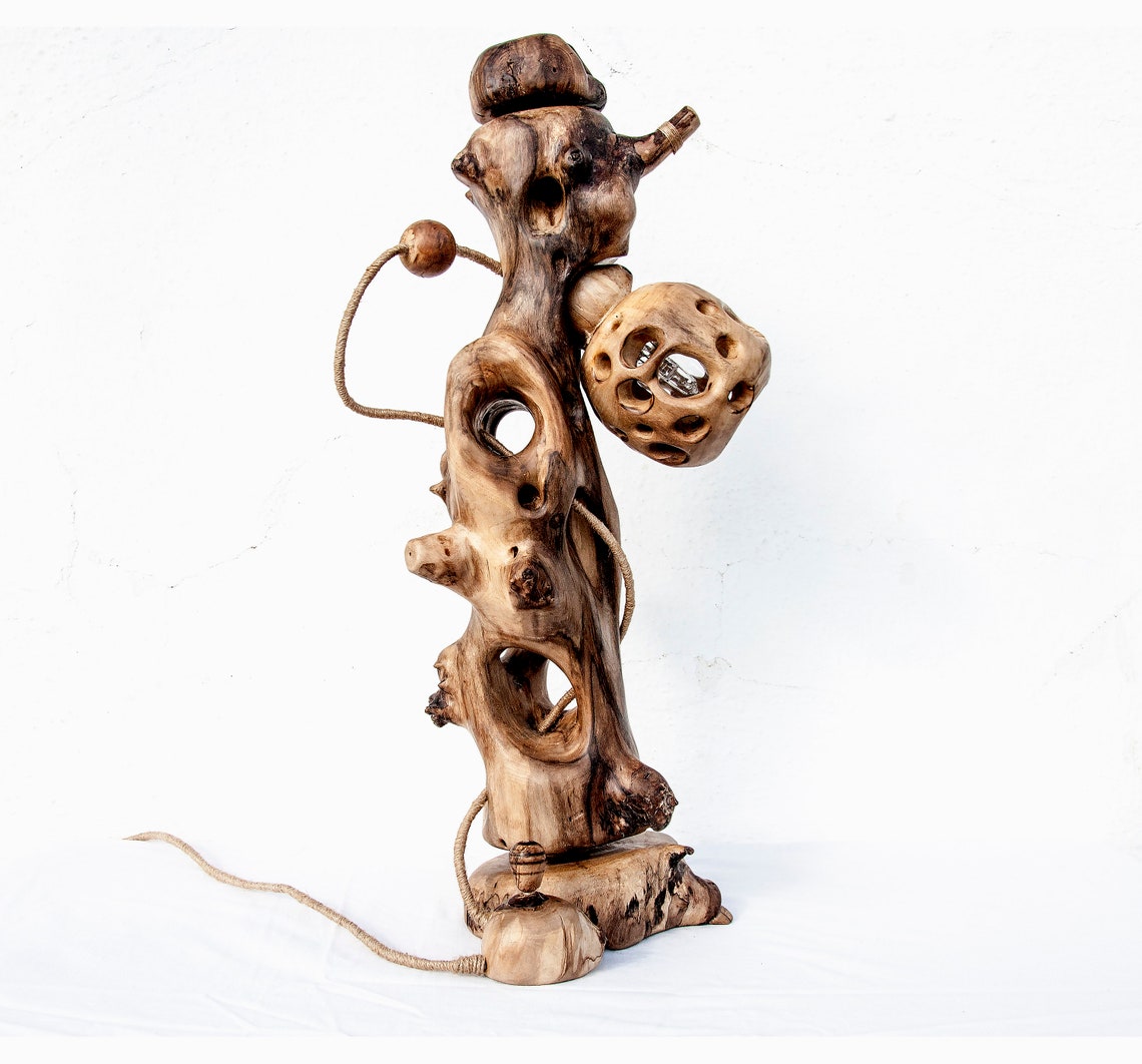 THE LOG: Sculpture Lamp of Organic Shape. Unique Reading Light / Rustic ...