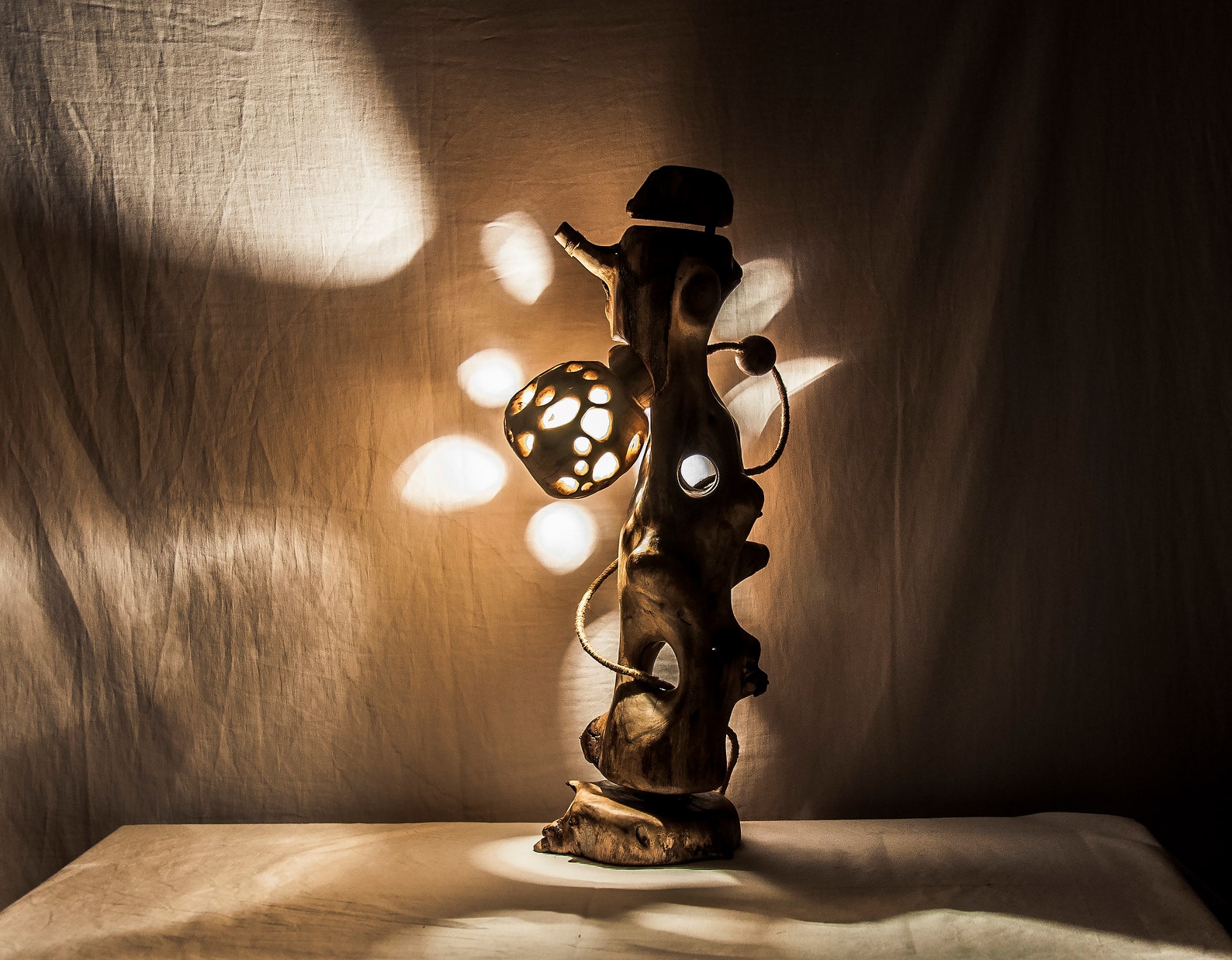 THE LOG: Sculpture Lamp of Organic Shape. Unique Reading Light / Rustic ...