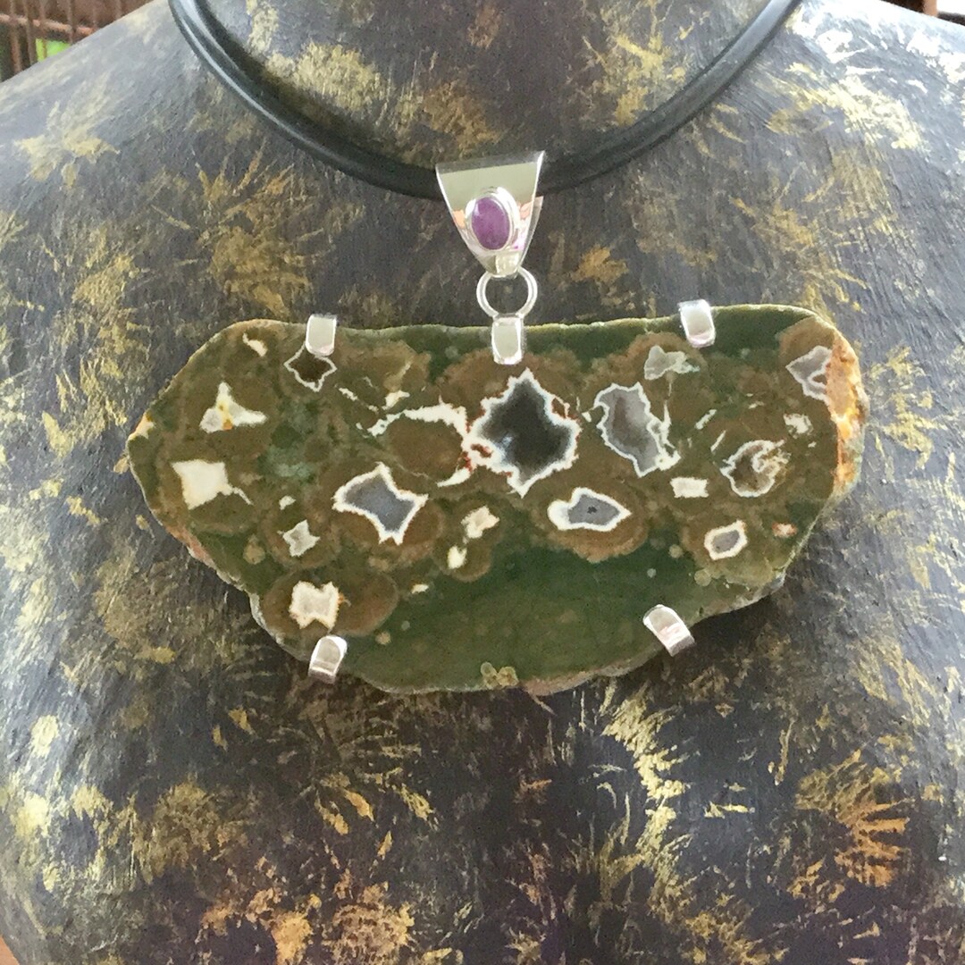 Rainforest Jasper ~ Big Australian Rhyolite & Amethyst Sterling Silver ...
