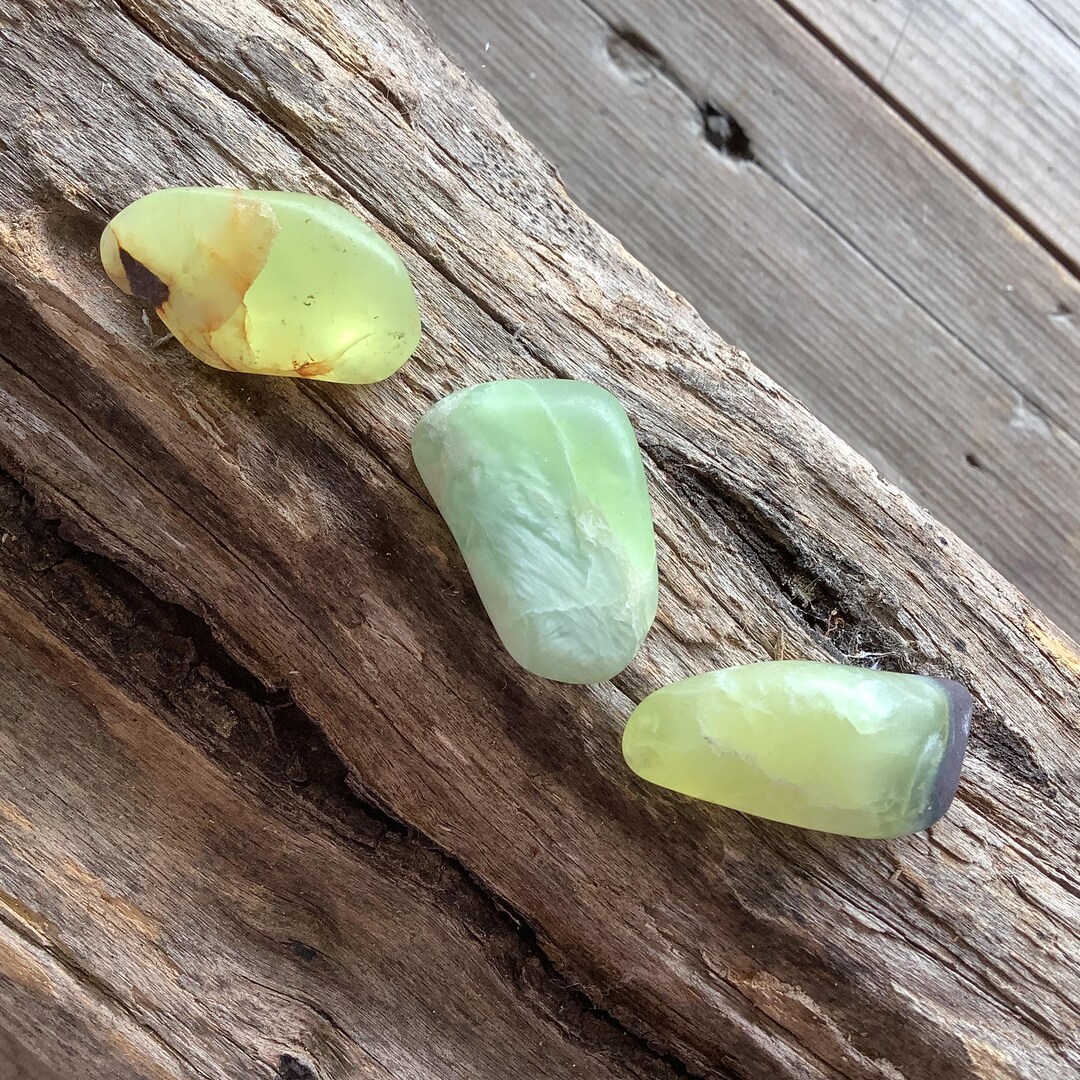 Gorgeous Australian Prehnite X 3 Stones ~ 2 X Golden, 1 X Green ~ Wave ...